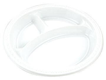 10" 3 Compartment Round Meal Plate