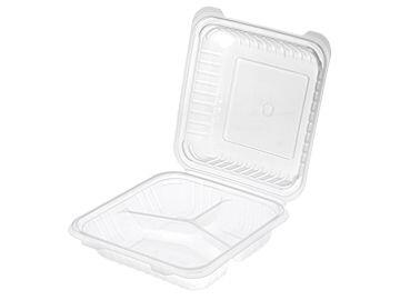 8*8" 3-divided PP Plastic Food Clamshell Box: PP-LW883 - Laiwell